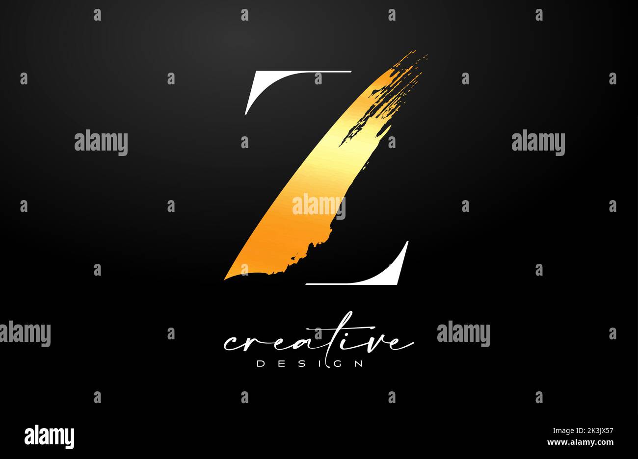 Golden Letter Z logo desgn with Artistic Colorful Blue Purple ...