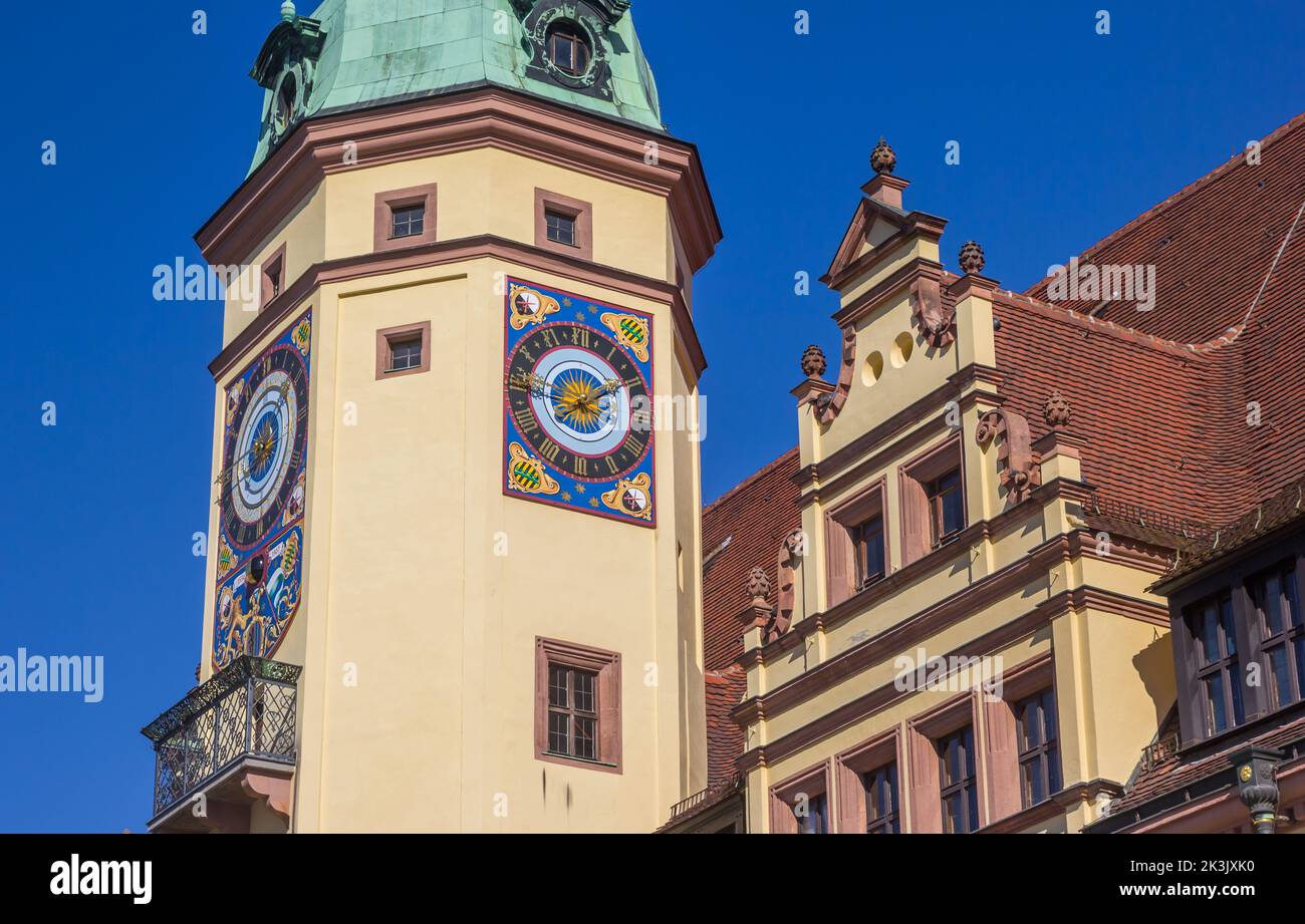 Tower and facade of the historic Old Town Hall building in Leipzig ...