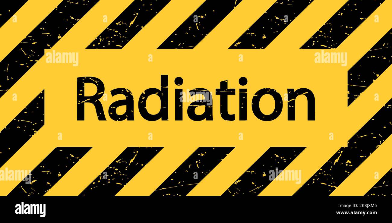 A plate with the inscription Radiation. Warning black and yellow sign ...