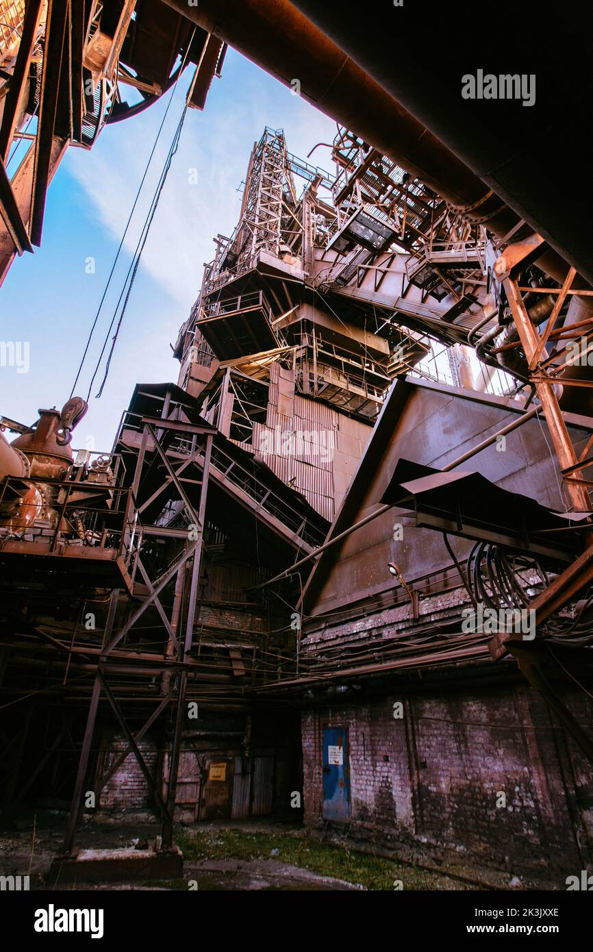 Old rusty blast furnace equipment of the metallurgical plant Stock ...
