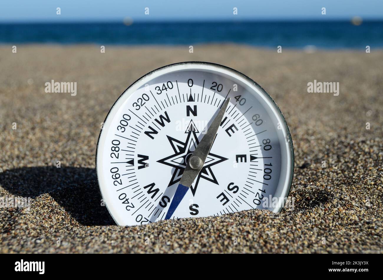 Orientation Concept One Compass on the Beach near the Atlantic Ocean ...