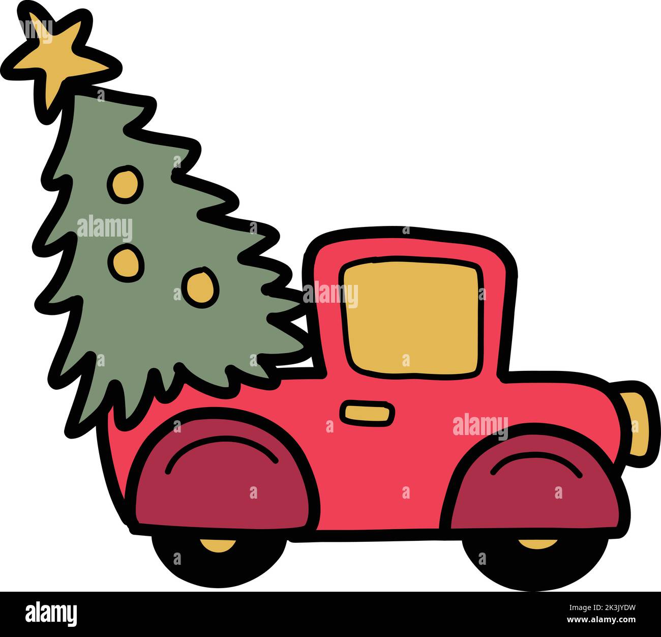 Hand Drawn Christmas tree truck illustration isolated on background ...