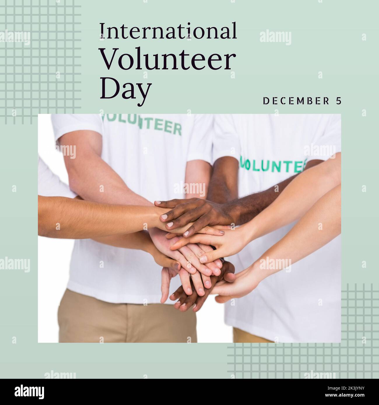 Composition of international volunteer day text and diverse people in ...