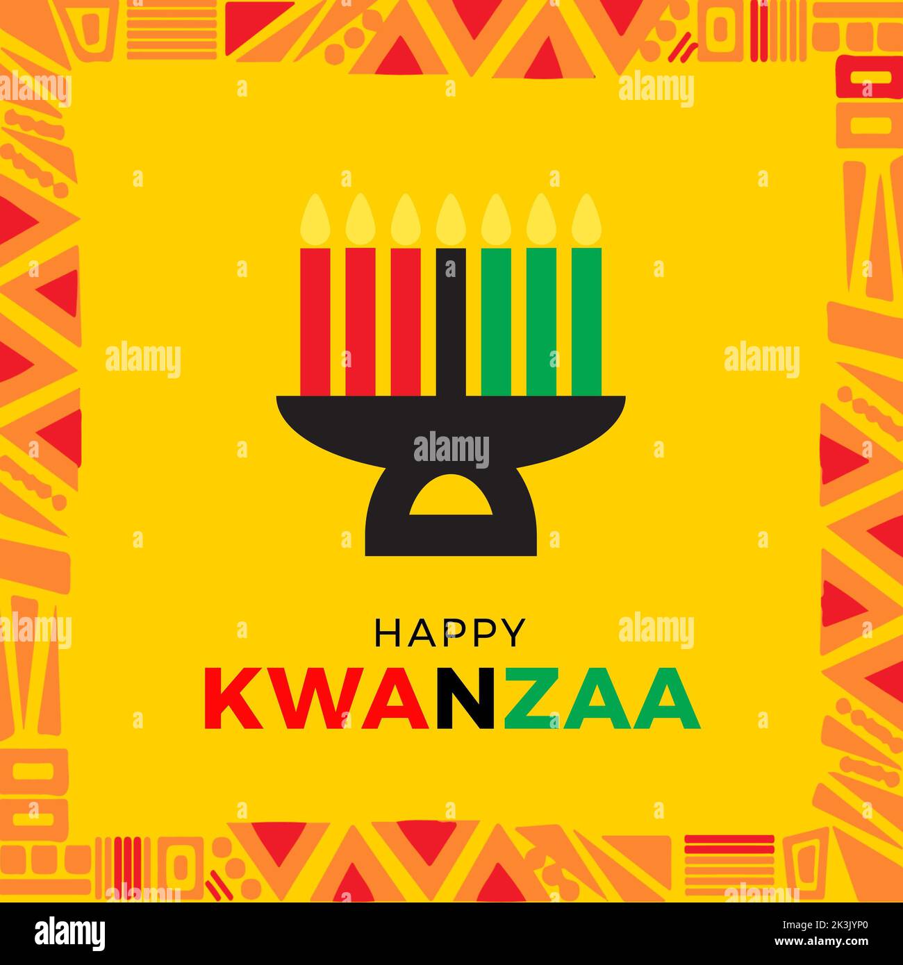 Composition of kwanzaa celebration text and kwanzaa candles on yellow ...