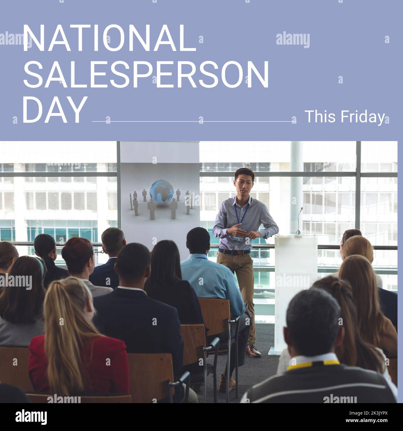 Image of national salesperson day and group of diverse people during ...