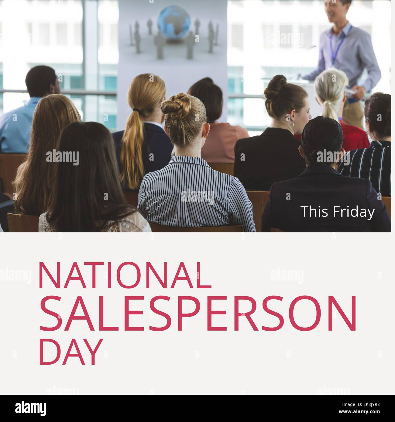 Image of national salesperson day and group of diverse people during ...