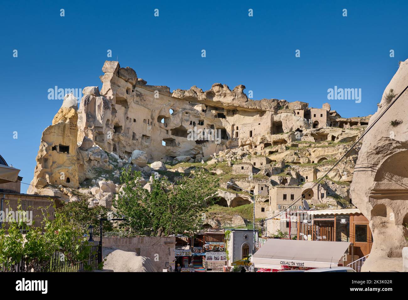 underground dwellings at rock wall of Çavuşin, Goreme, Cappadocia ...