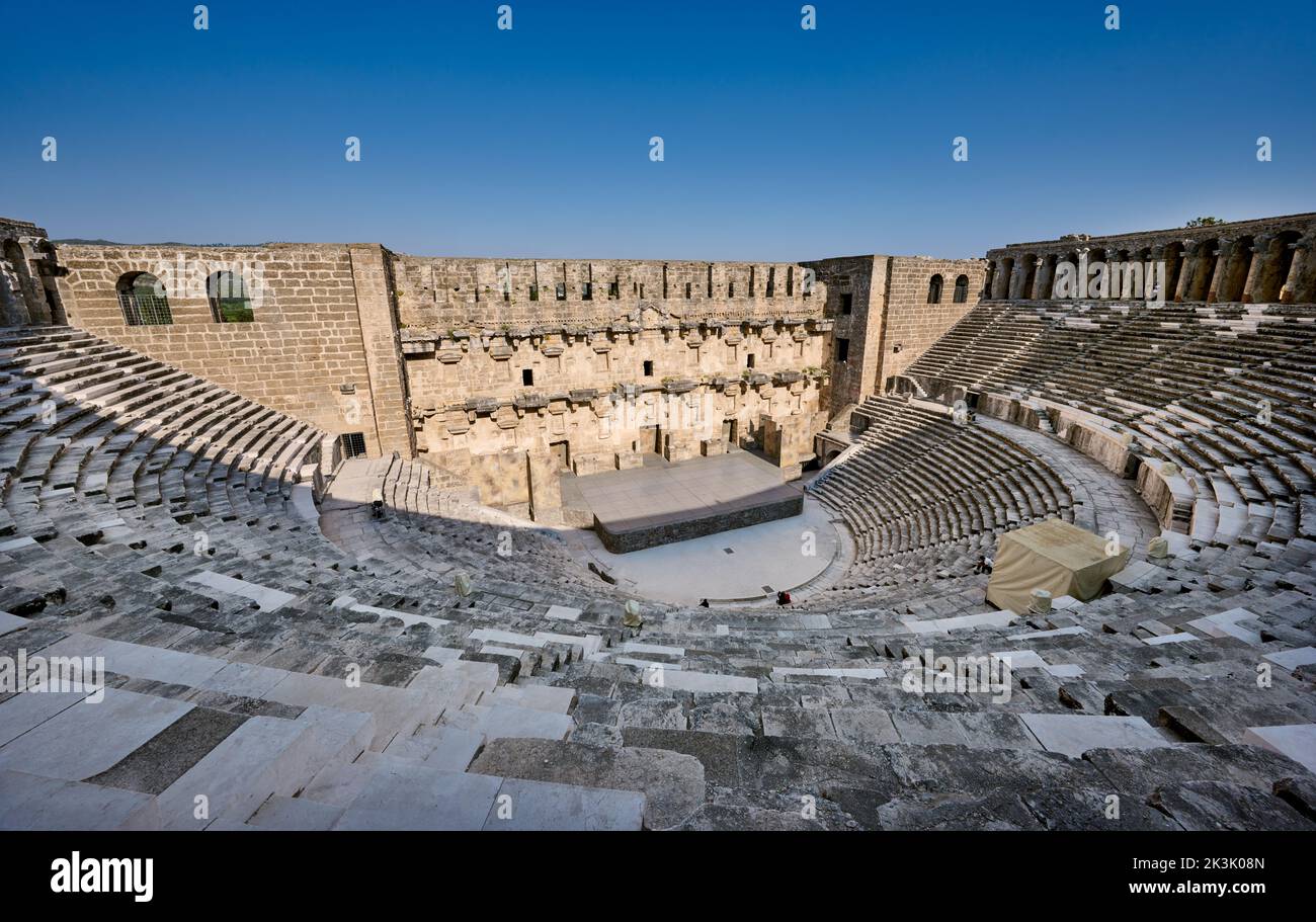 The ancient Roman Theatre of Aspendos, Aspendos Ancient City, Antalya ...