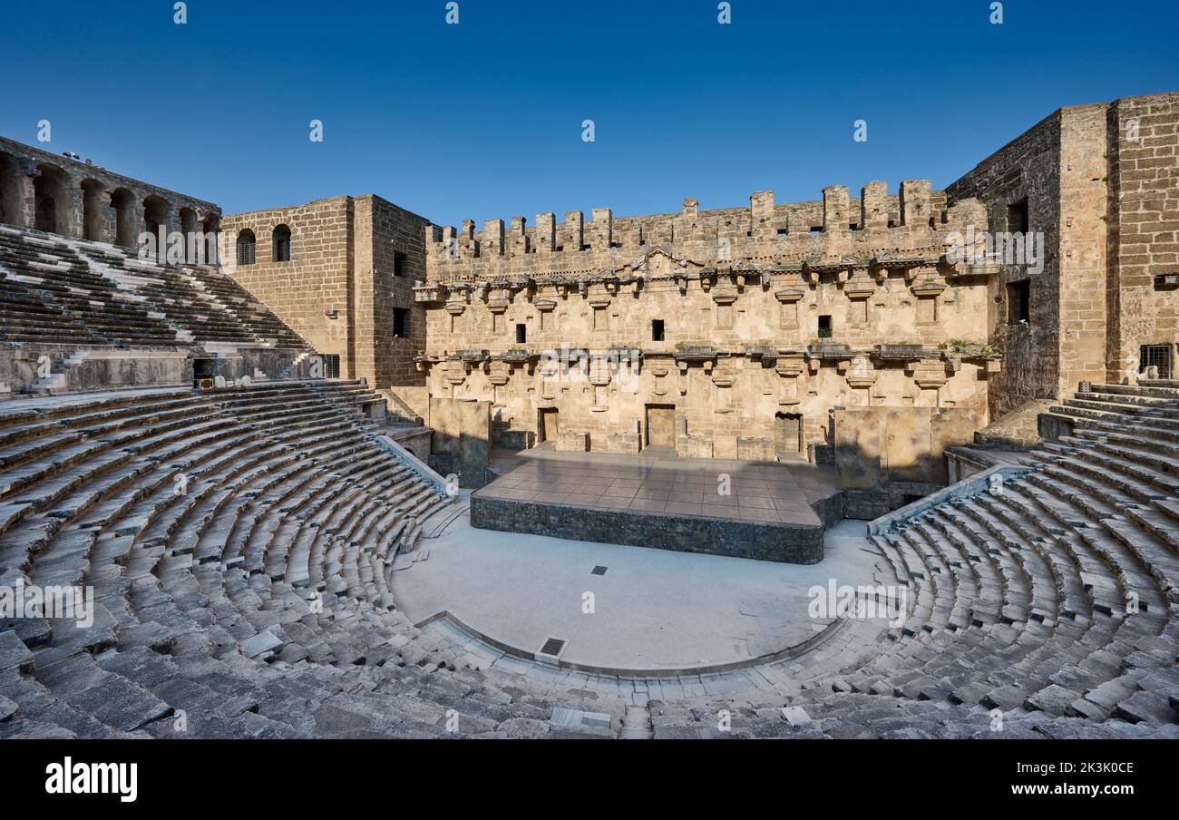 The ancient Roman Theatre of Aspendos, Aspendos Ancient City, Antalya ...