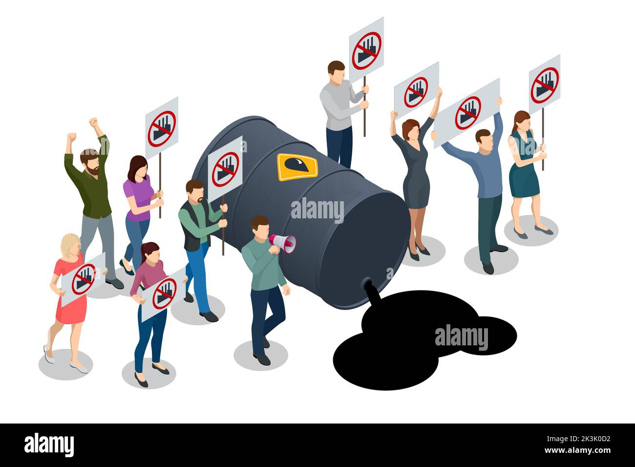 Isometric People with Banners Save Planet Strike Protest Against ...