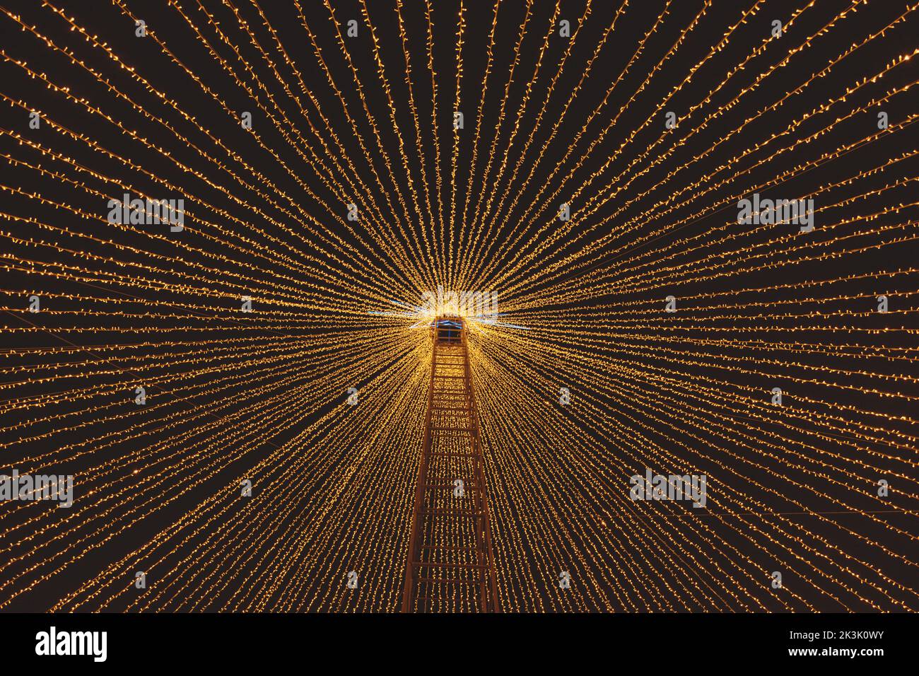 Low angle view of Christmas lights decoration in Porto, Portugal by ...