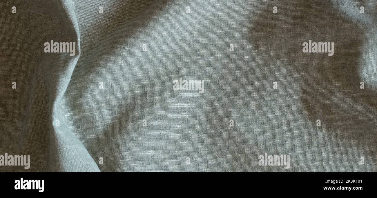 Abstract crumpled linen fabric texture background. Natural pale green ...