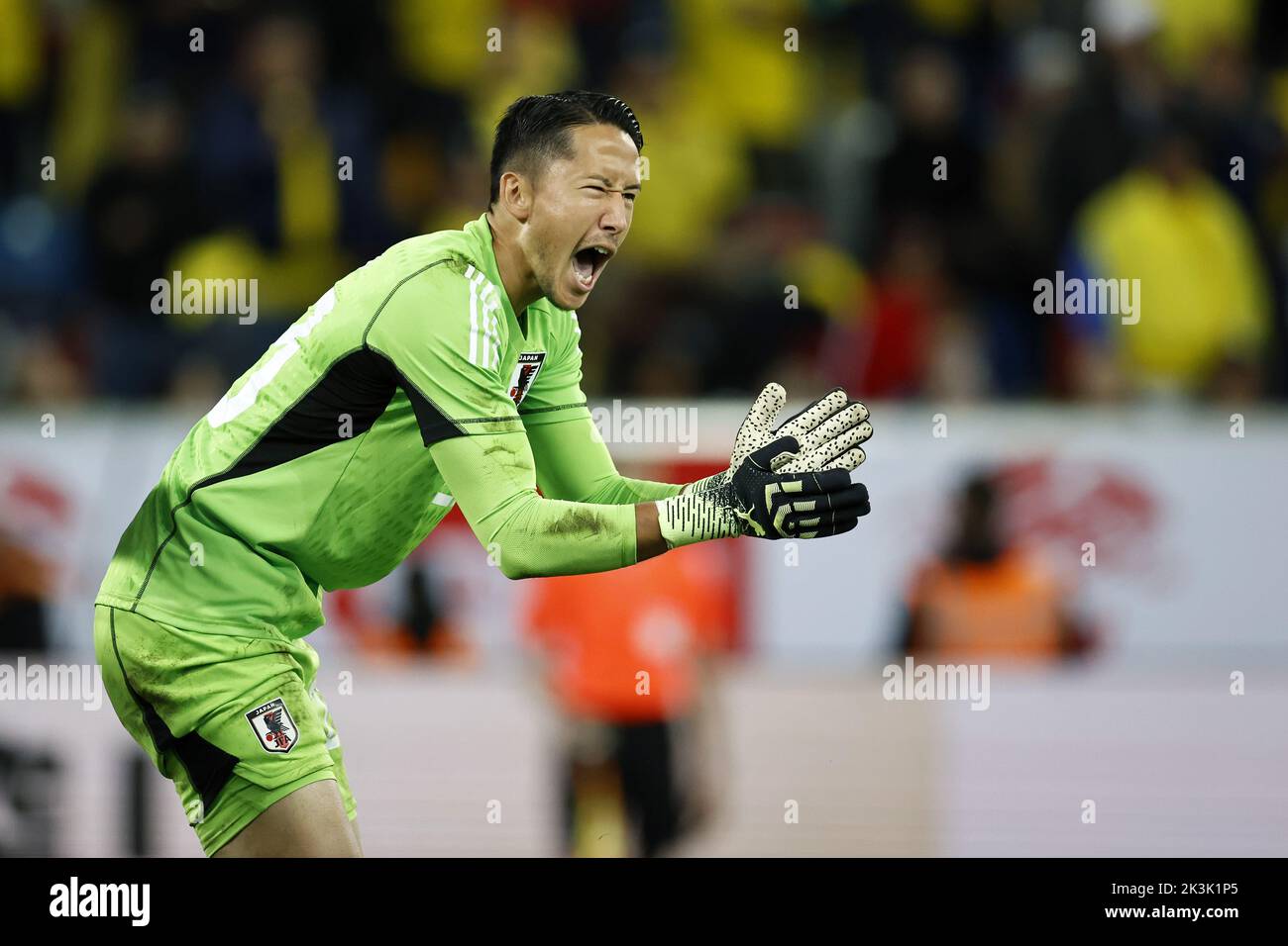 DUSSELDORF - Japan goalkeeper Daniel Schmidt during the international ...