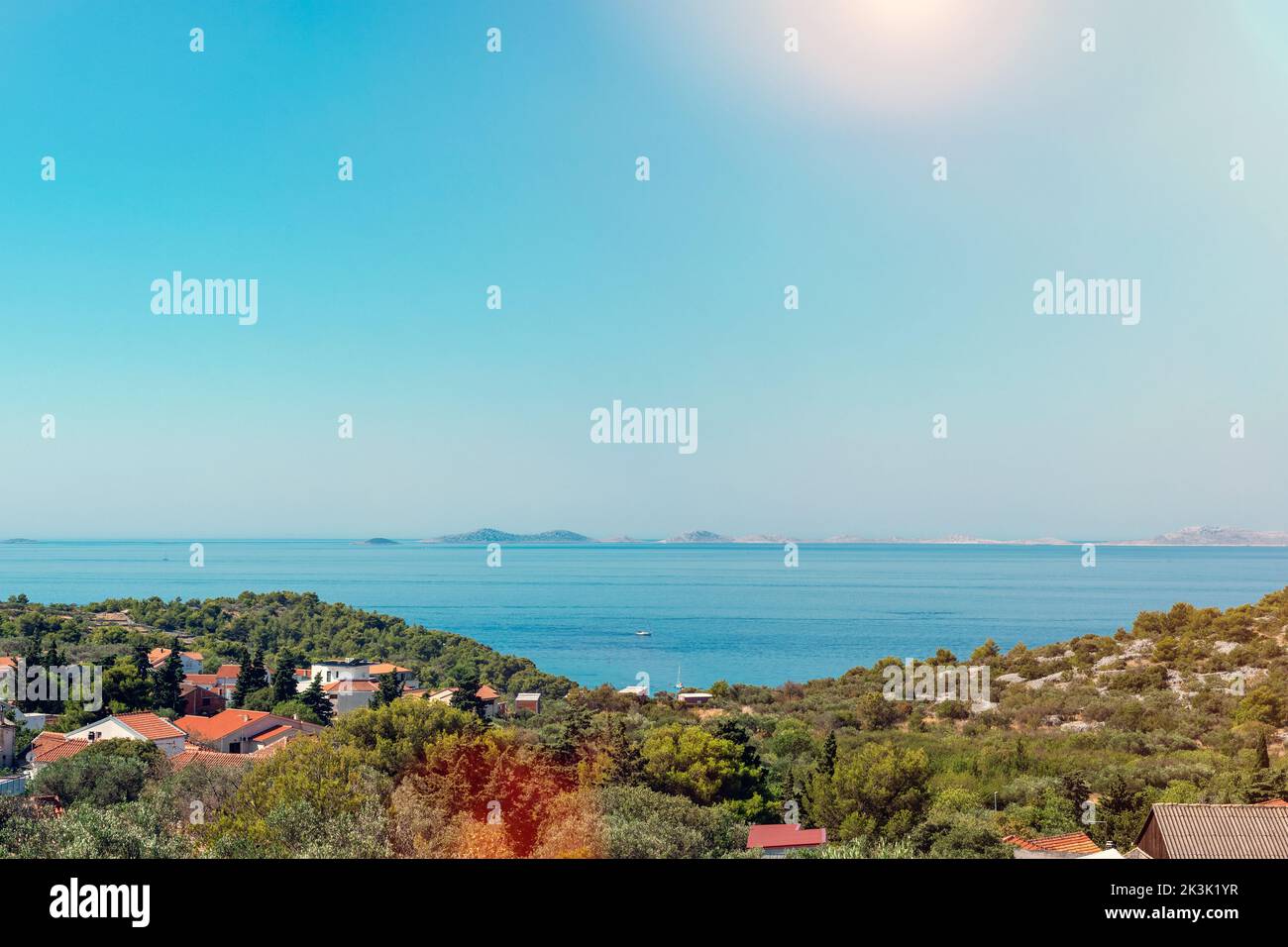 Beautiful view of the sea bay with islands. Cigrada bay, Adriatic sea ...