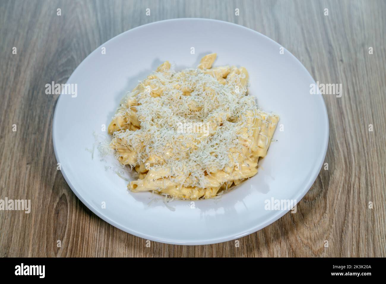 a High angle shot of a pasta dish on a table Stock Photo - Alamy