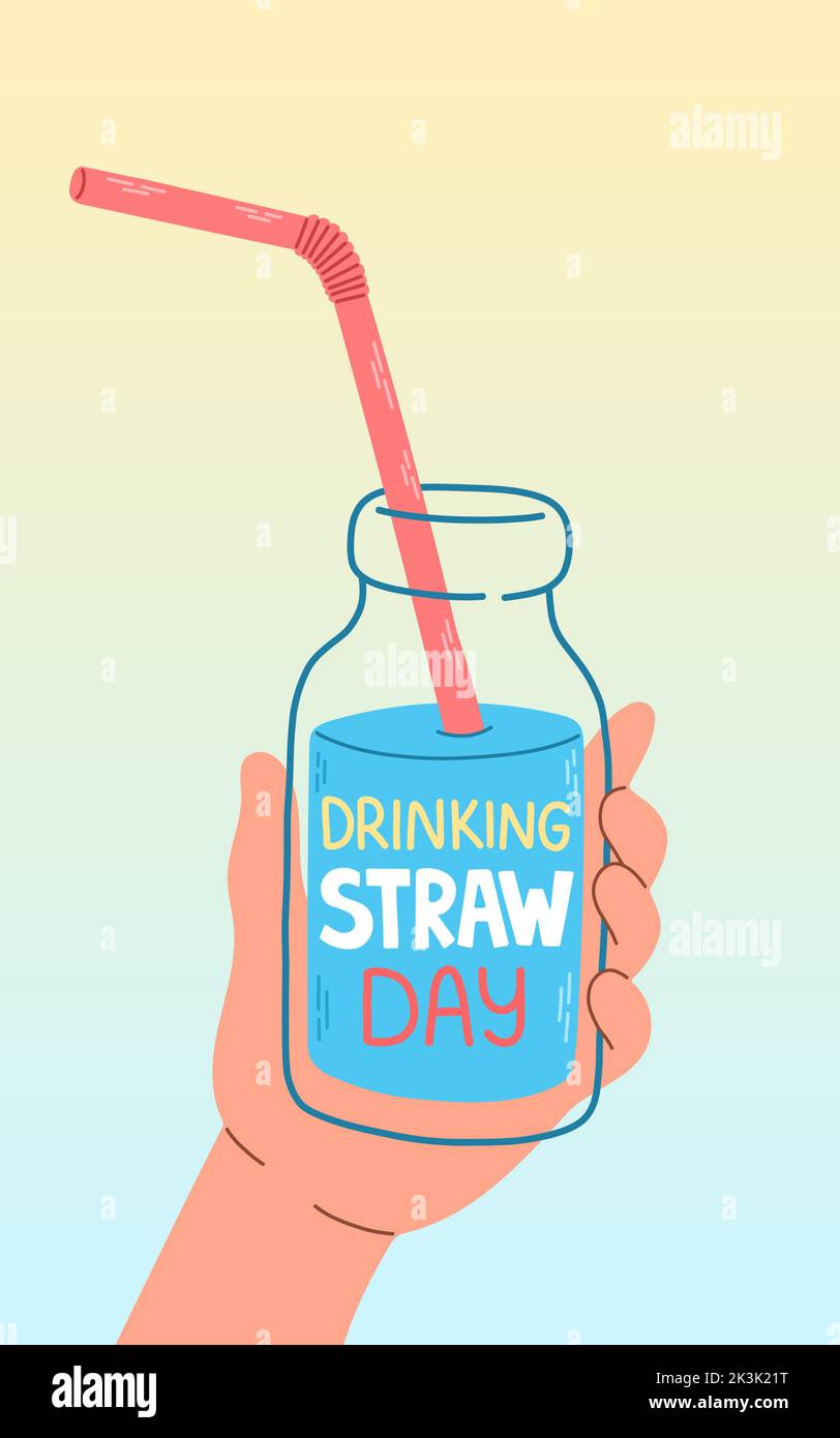 Drinking straw day card banner flat design vector Stock Vector Image ...