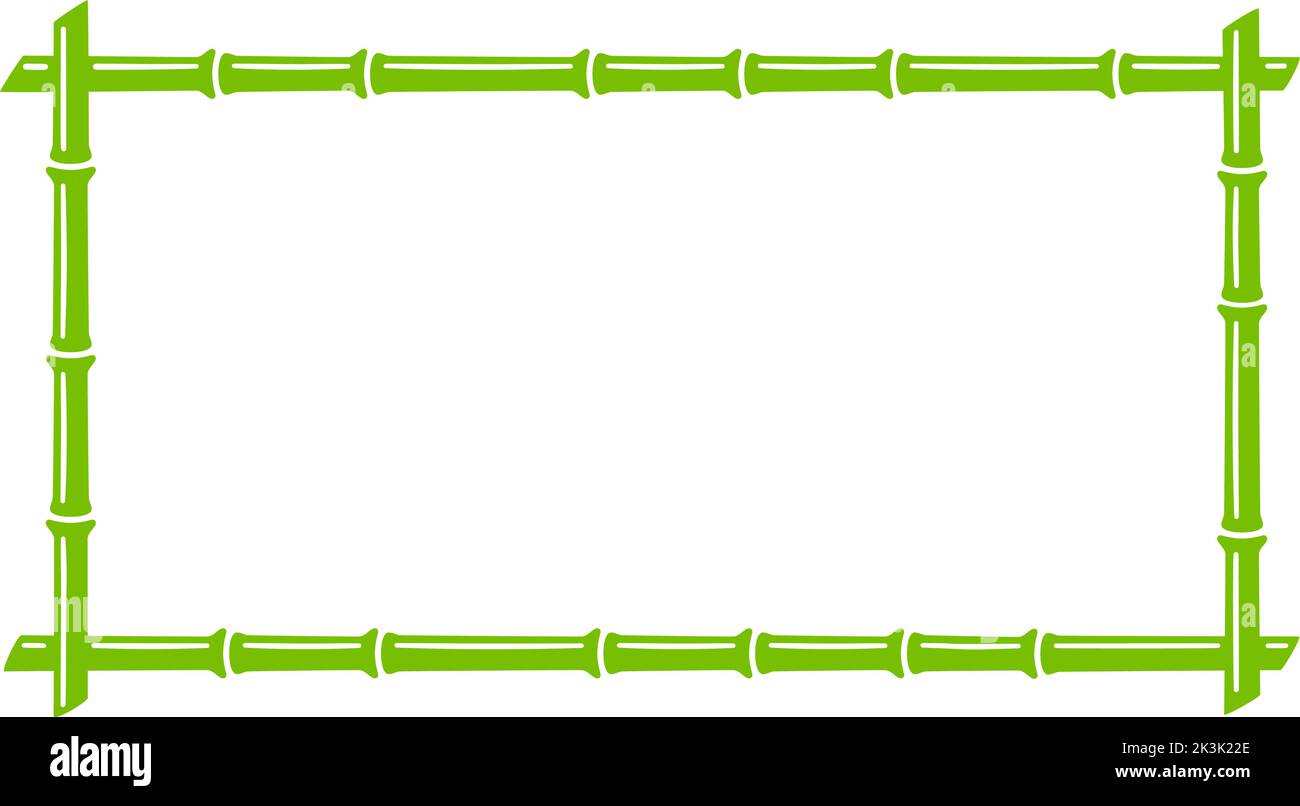 Green bamboo trunk rectangle frame. Natural text box. Bamboo branch ...