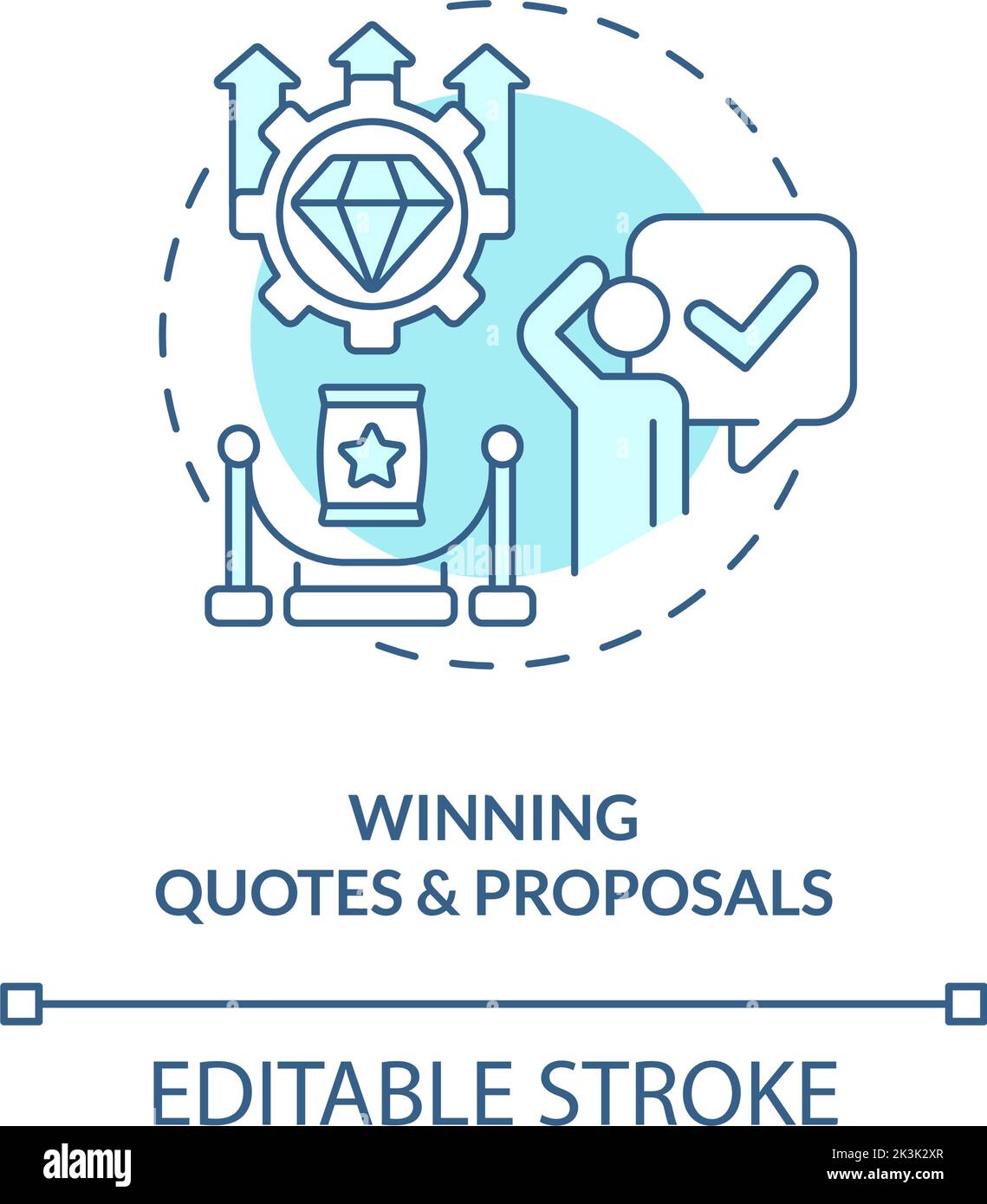 Winning quotes and proposals turquoise concept icon Stock Vector Image ...