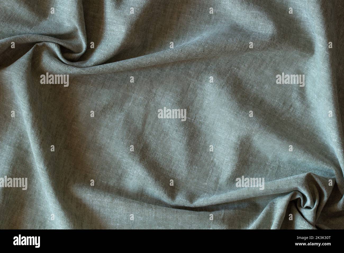 Abstract crumpled linen fabric texture background. Natural pale green ...