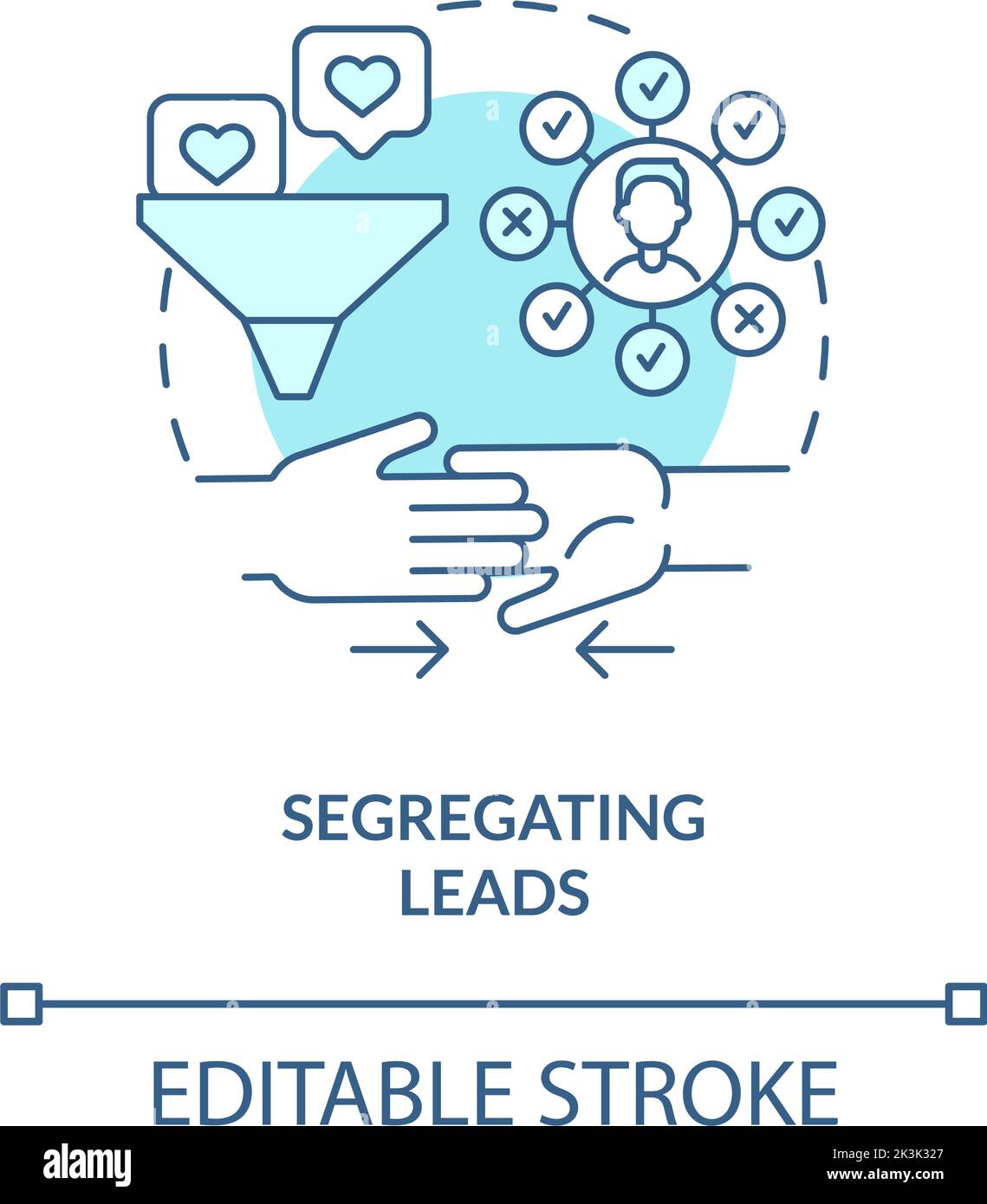Segregating leads turquoise concept icon Stock Vector Image & Art - Alamy