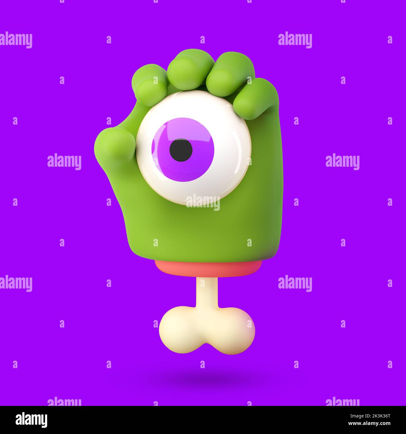 3d zombie hand in plastic cartoon style. Green monster Halloween ...
