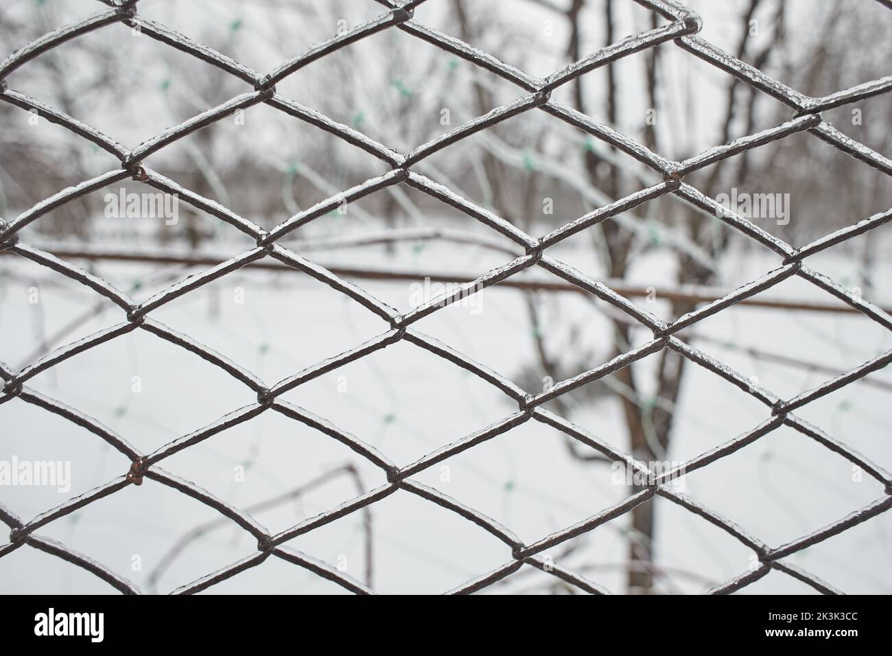 Ice fence. Winter landscape with snow Stock Photo - Alamy