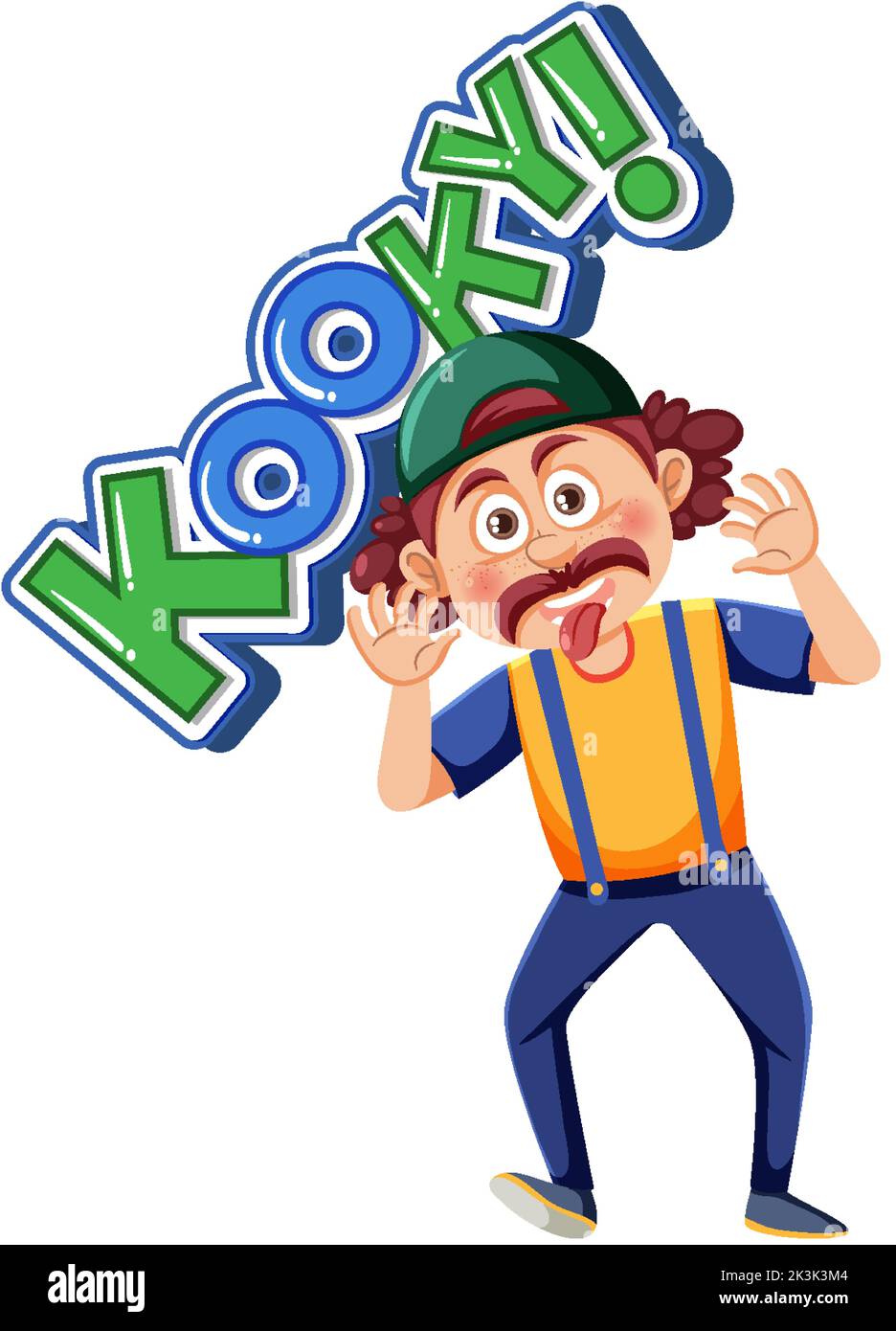 Playful cartoon character with kooky word expression illustration Stock ...