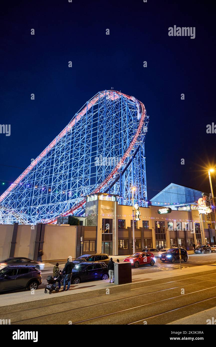 Big One roller coaster at night Stock Photo - Alamy