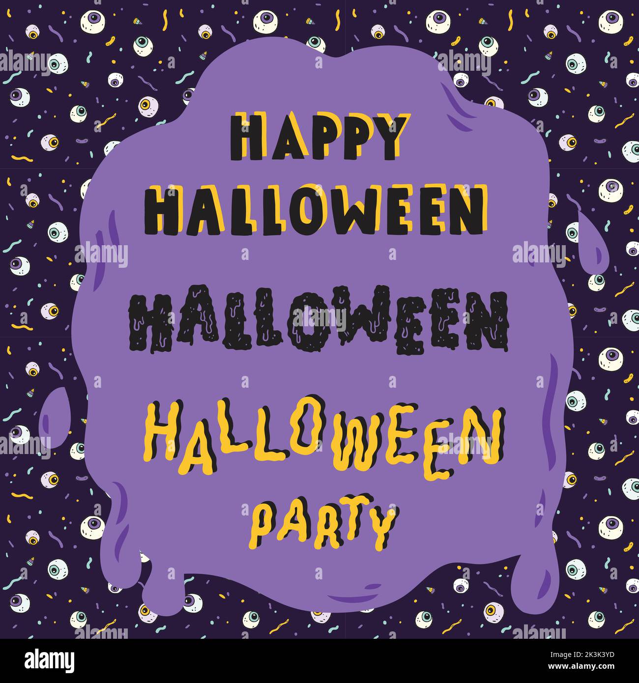 Hand drawn vector illustration of Halloween lettering. with eyeball ...