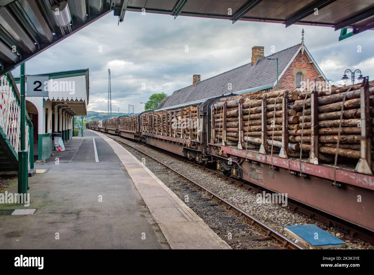 This is the log train from Aberystwyth to Kronospan in Chirk. after ...