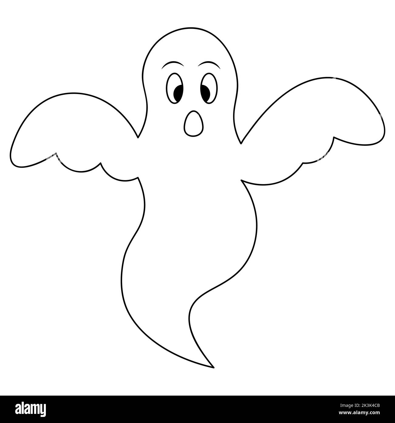 Ghost. Angry facial expression. Vector illustration. Outline on an ...