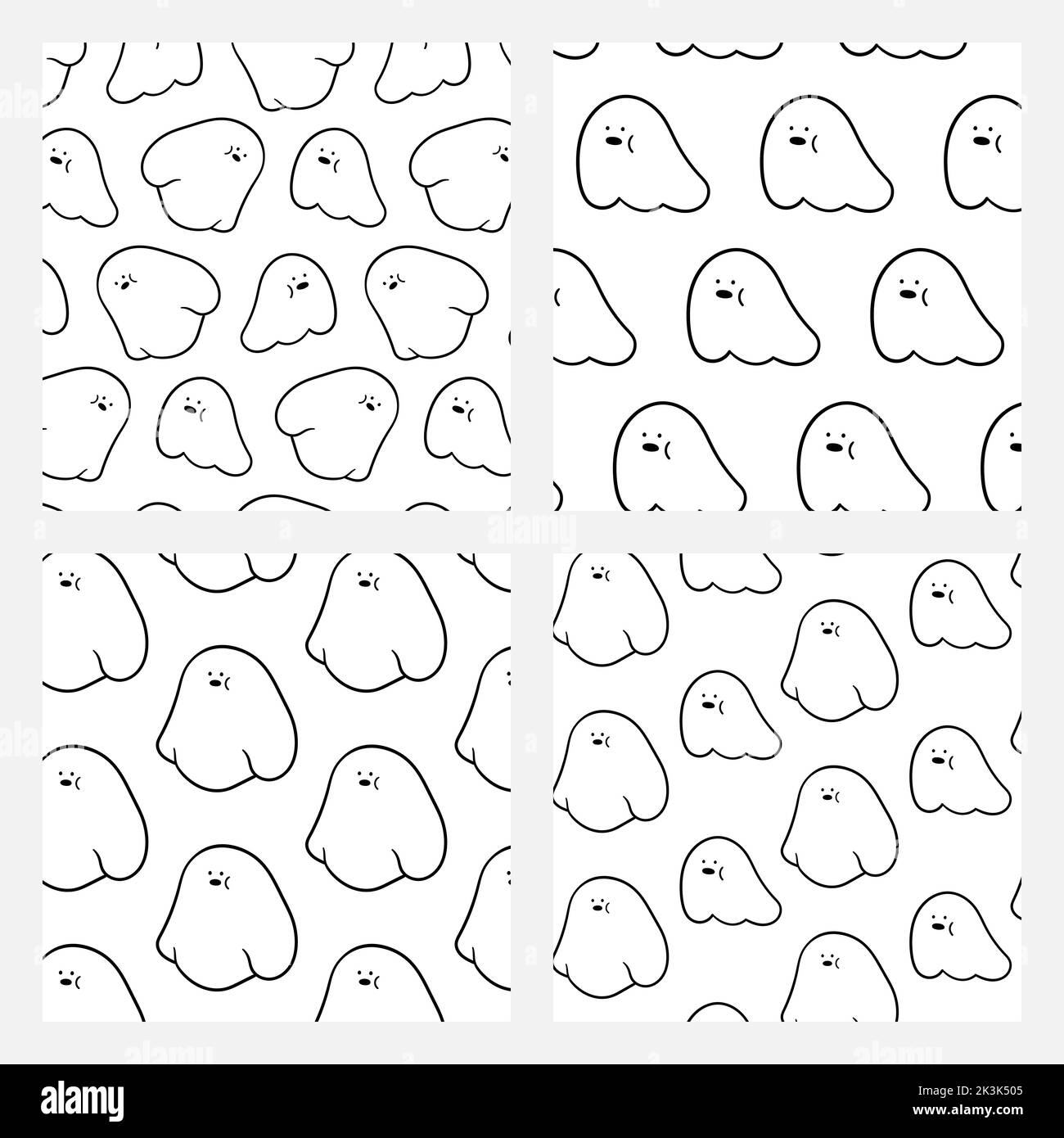 Set of cute ghost pattern vector illustration in cartoon style Stock ...