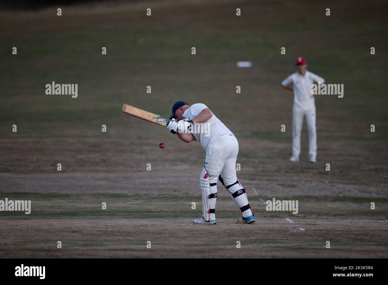 Cricket bowling & batting mens game Stock Photo - Alamy