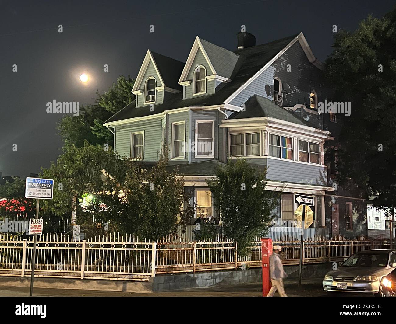 Full moon rise over Brooklyn New York Stock Photo - Alamy