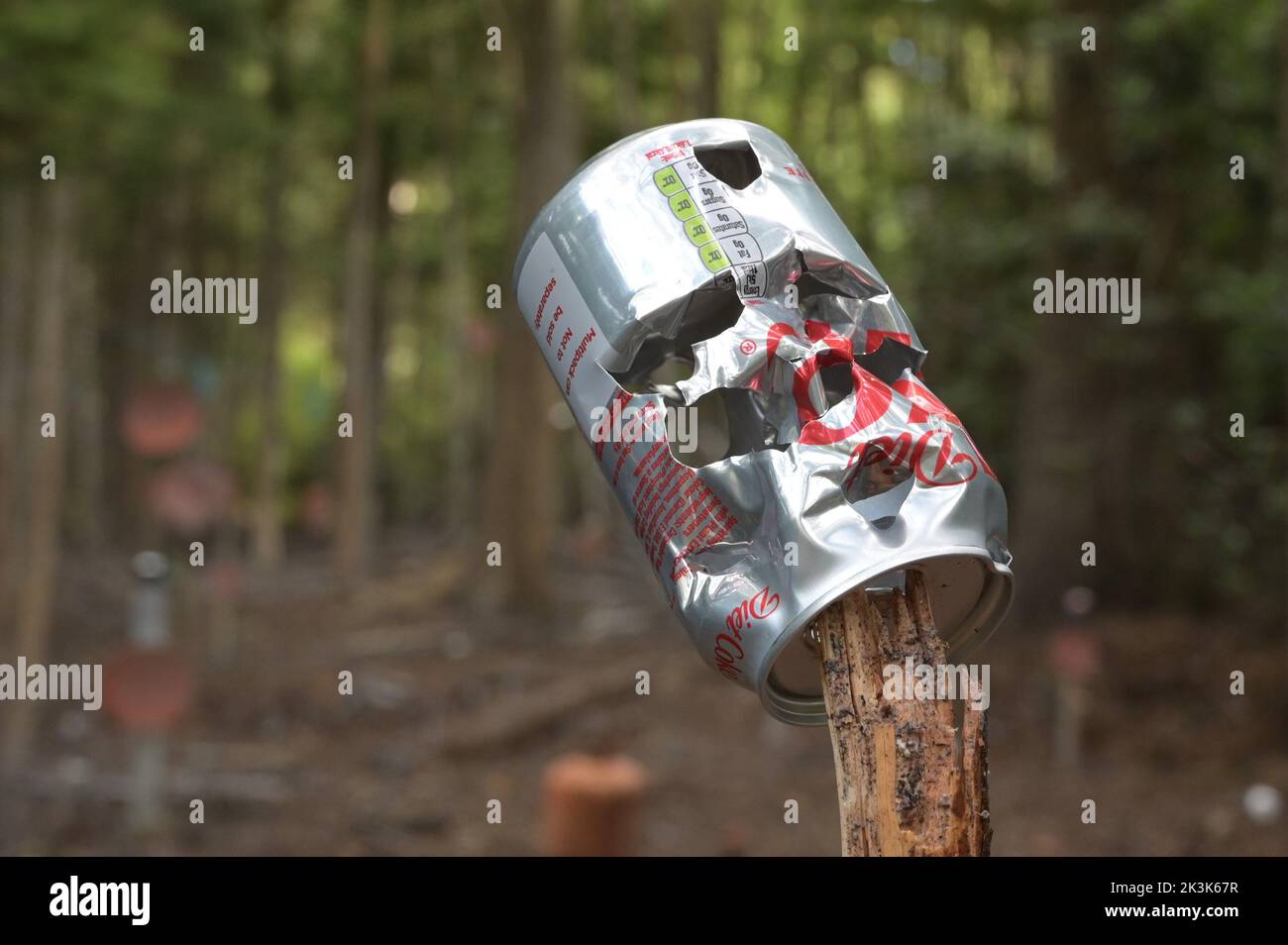 he destruction of a coke can plinking with an air pistol Stock Photo ...