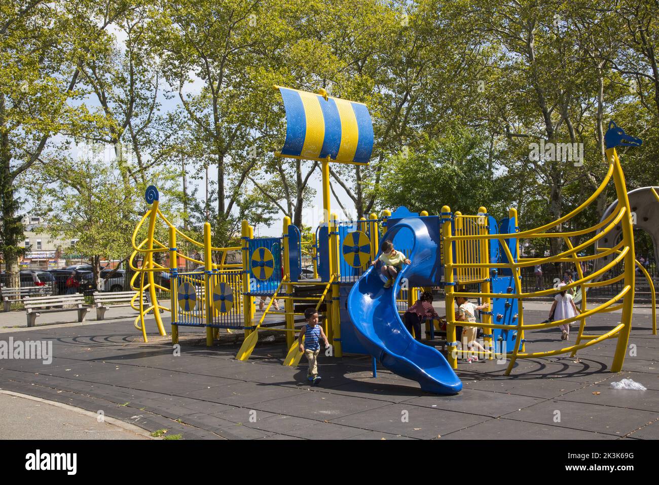 Viking ship jungle gym at Lief Erickson Park in Brooklyn, New York ...