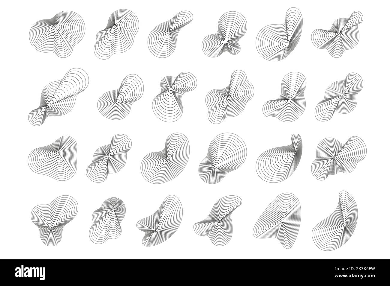 Abstract topography circles. Organic texture shapes. Vector outline ...