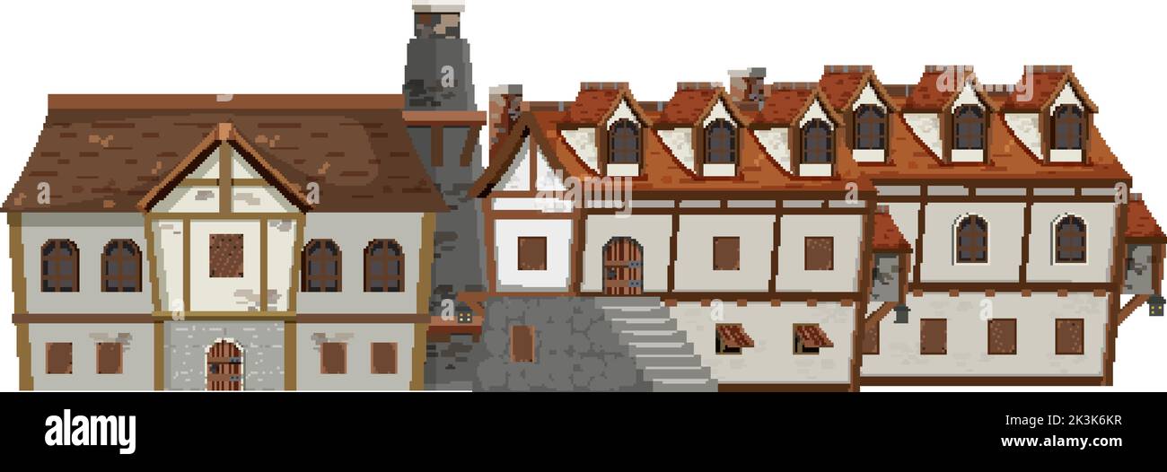 Medieval historical building in cartoon style illustration Stock Vector ...