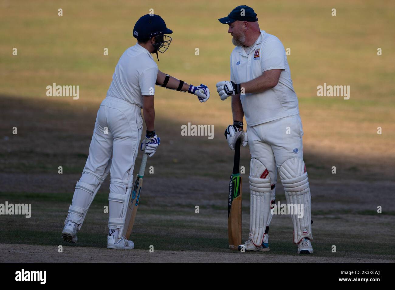 Cricket bowling & batting mens game Stock Photo - Alamy