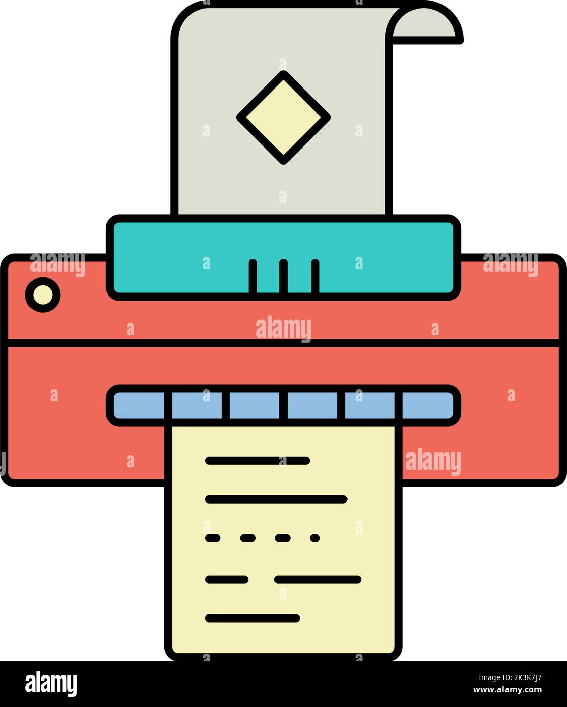 Fax icon. Vector printer. flat telefax with printout paper sheet design ...