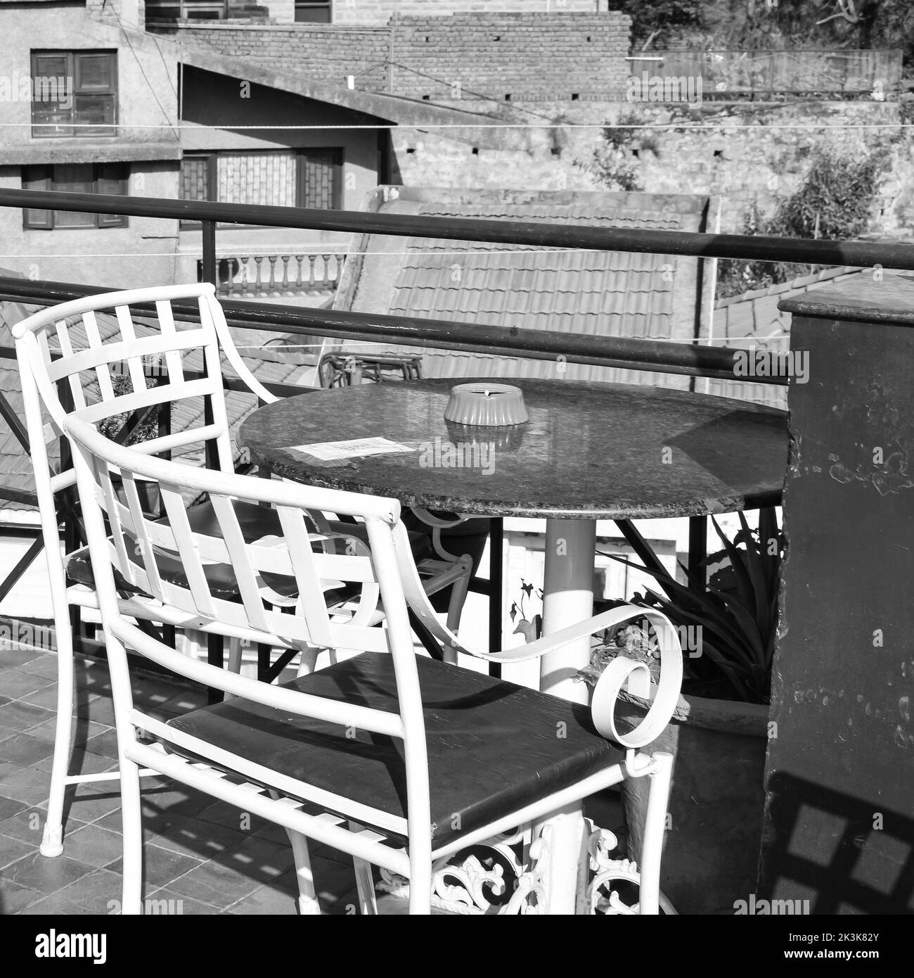 Early morning view of Modern rooftop restaurant at Kasauli, Himachal ...