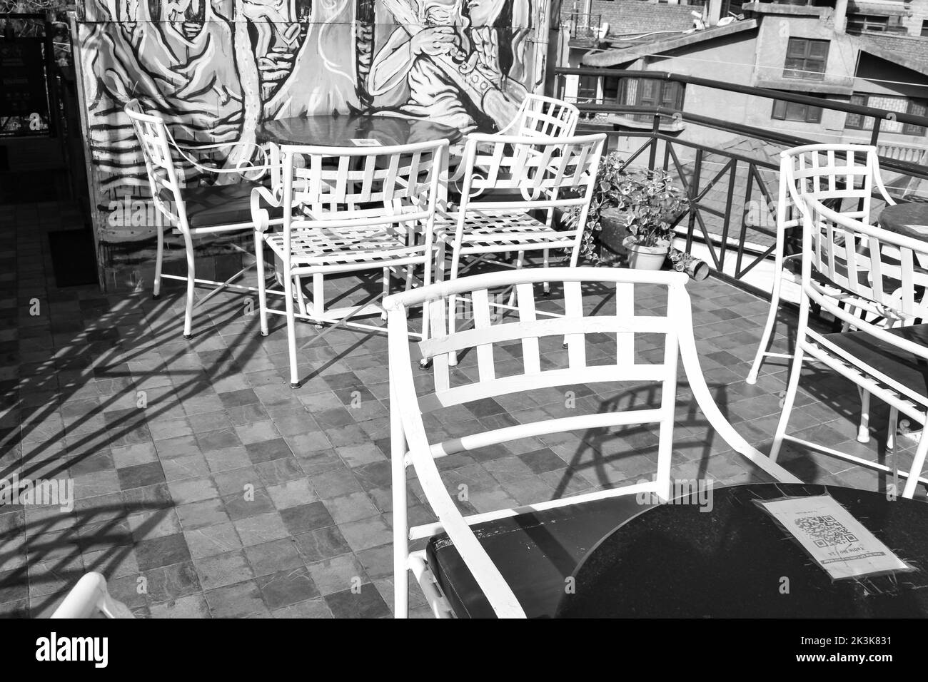 Early morning view of Modern rooftop restaurant at Kasauli, Himachal ...