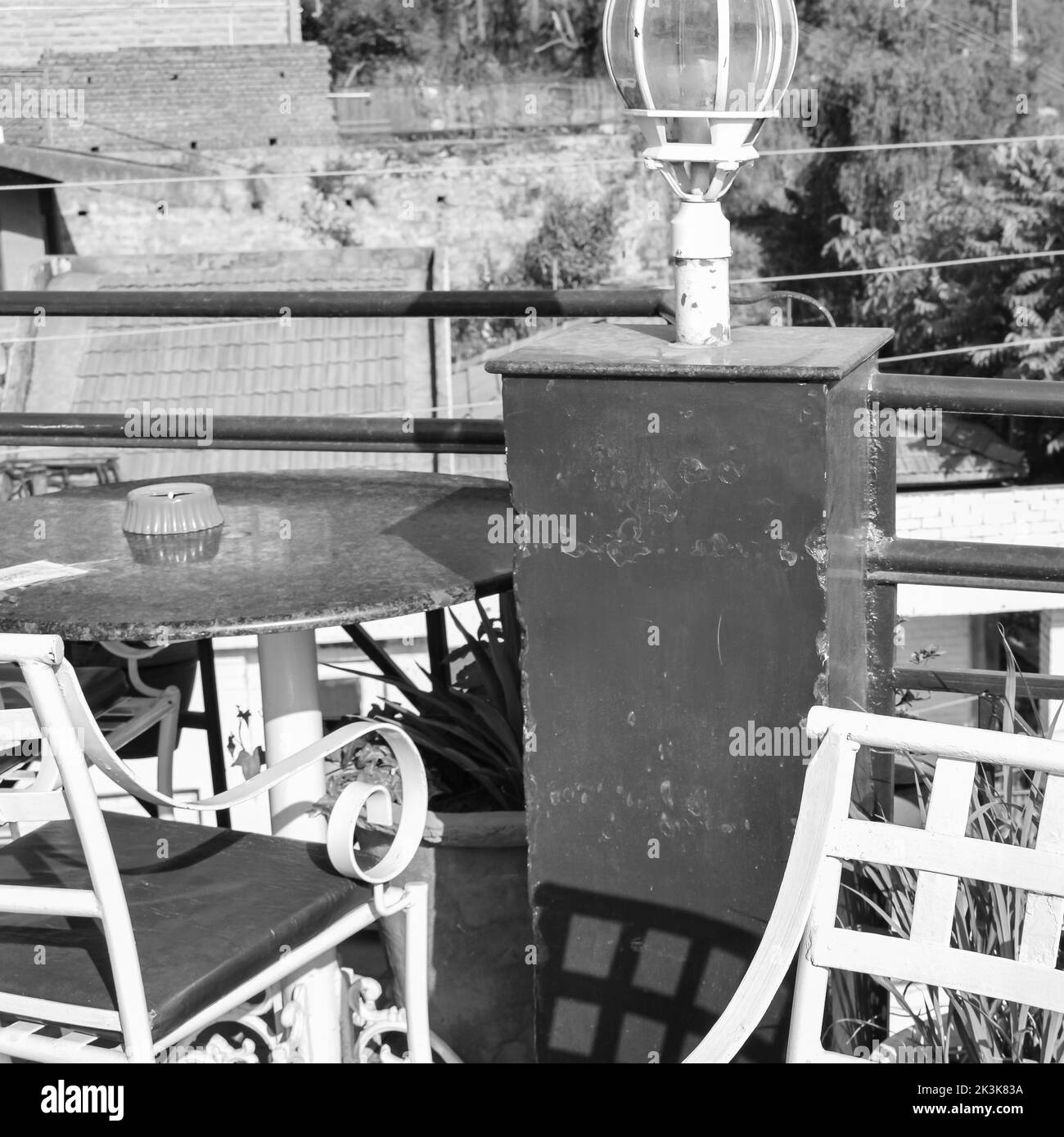 Early morning view of Modern rooftop restaurant at Kasauli, Himachal ...