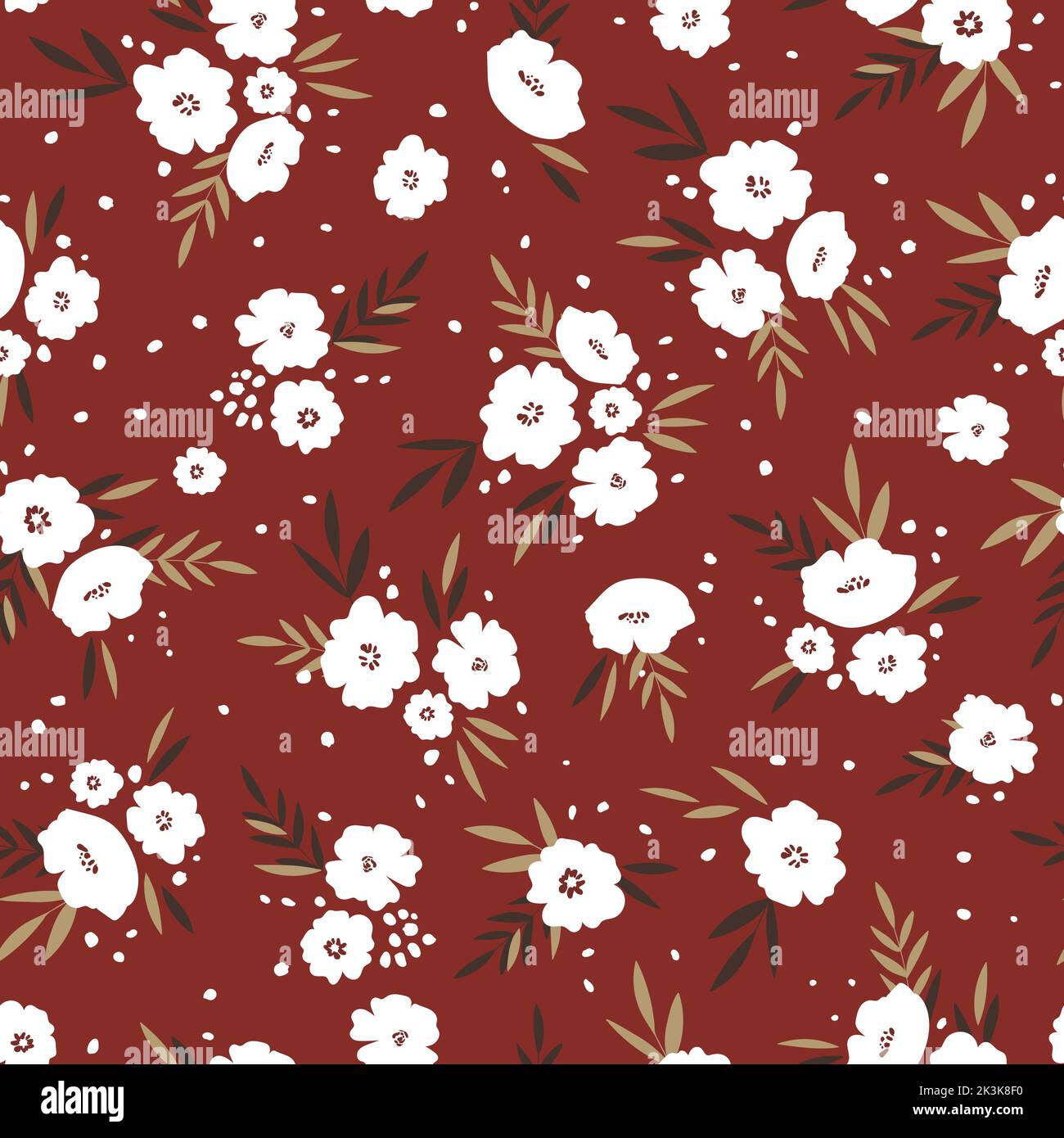 Seamless floral pattern based on traditional folk art ornaments ...