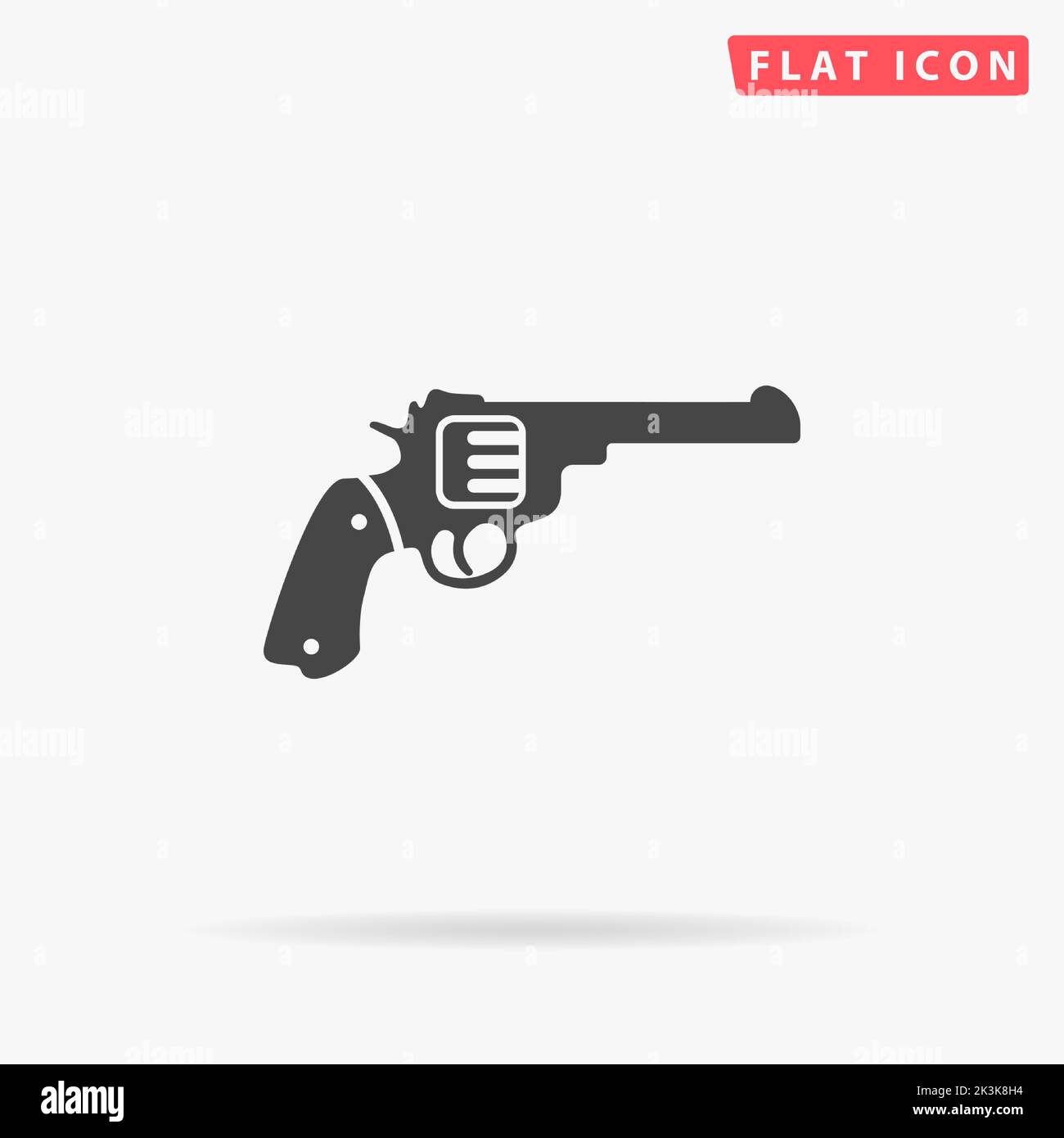 Revolver flat vector icon. Hand drawn style design illustrations Stock ...