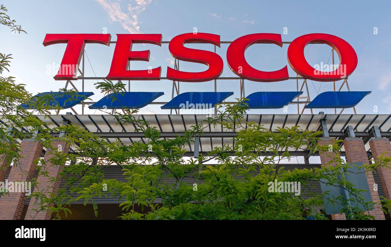 Szeged, Hungary - June 25, 2020: Big Red Sign Tesco at British ...