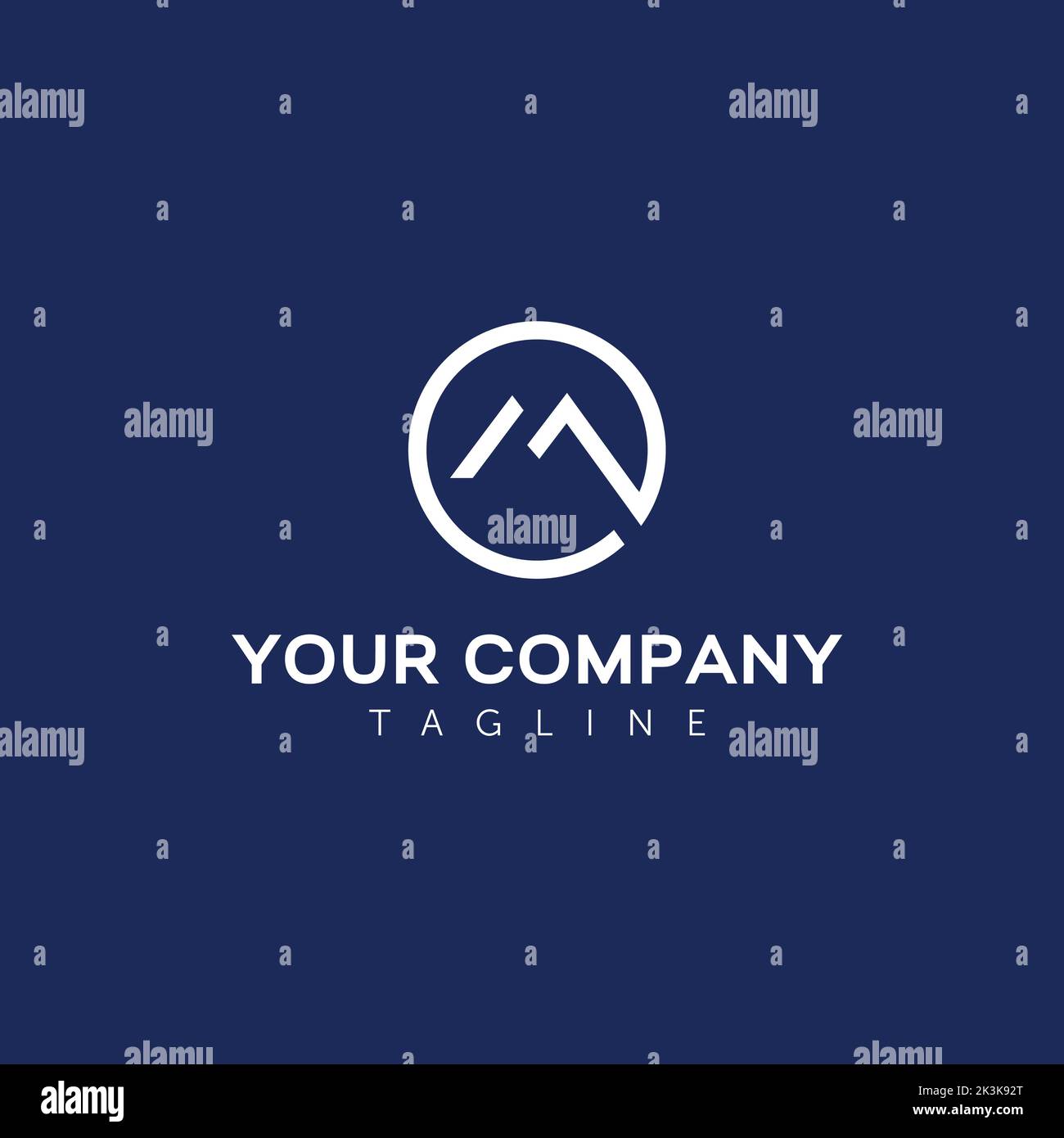 A vector of a your company tagline logo isolated on blue background ...