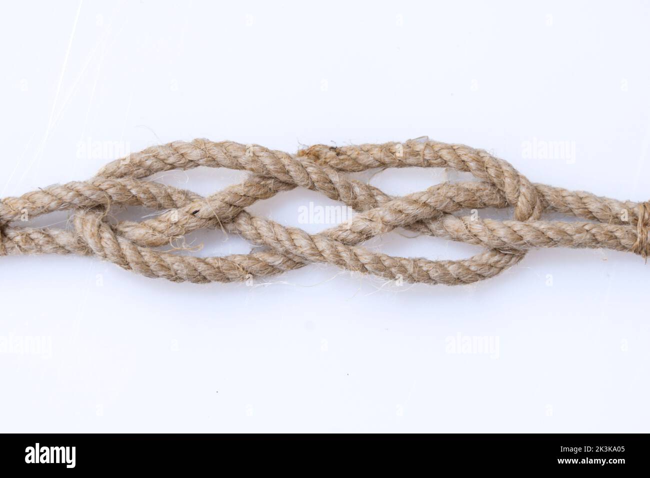 rope forming a double hawser knot ,Balearic islands, Spain Stock Photo ...