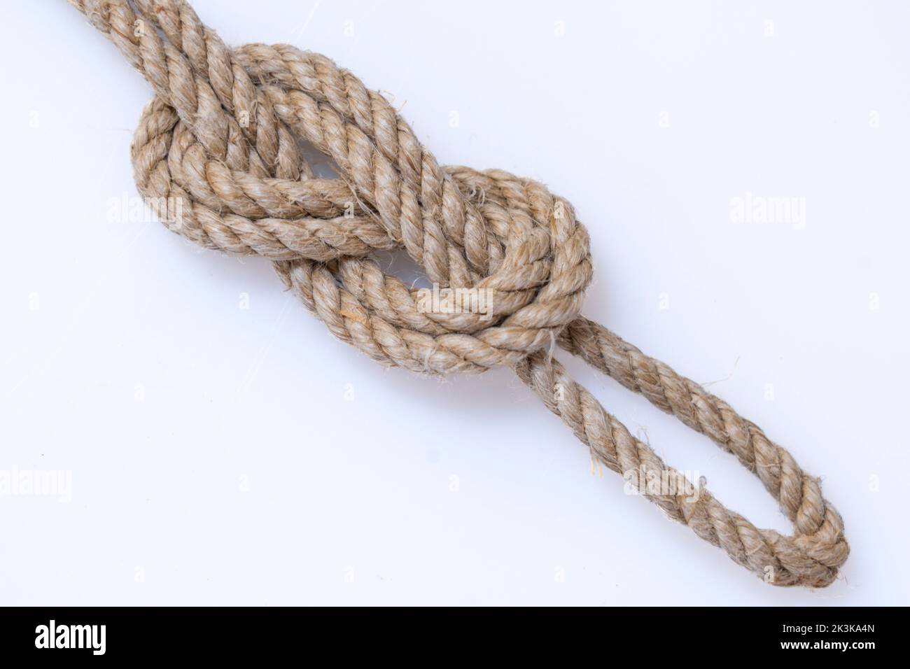 rope forming flake knot per sinus ,Balearic islands, Spain Stock Photo ...