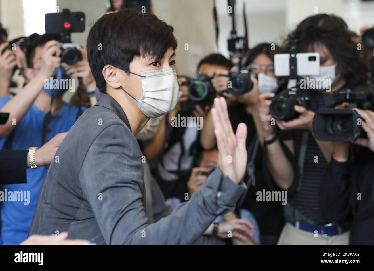 Denise Ho Wan-see appears in court for a case of accused of failing to ...